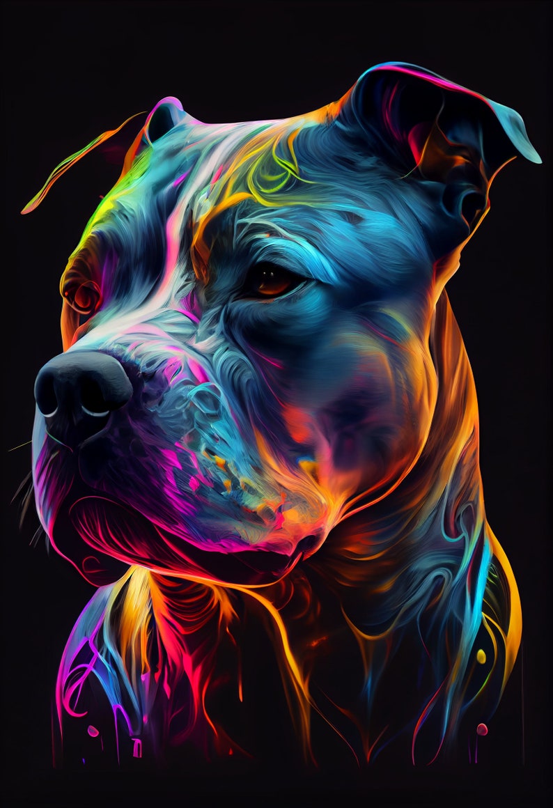 Retratos de neón Pitbull: 5 imágenes PNG de perro Pitbull - Etsy México