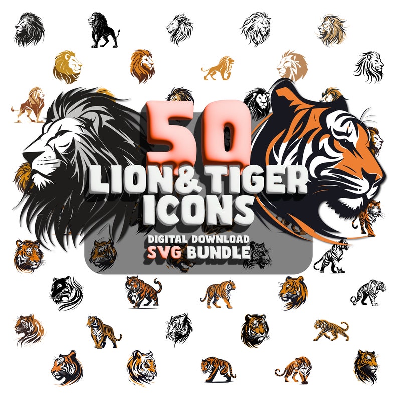 50 Lion & Tiger Icon Logos in SVG Format for Your Design Needs ...