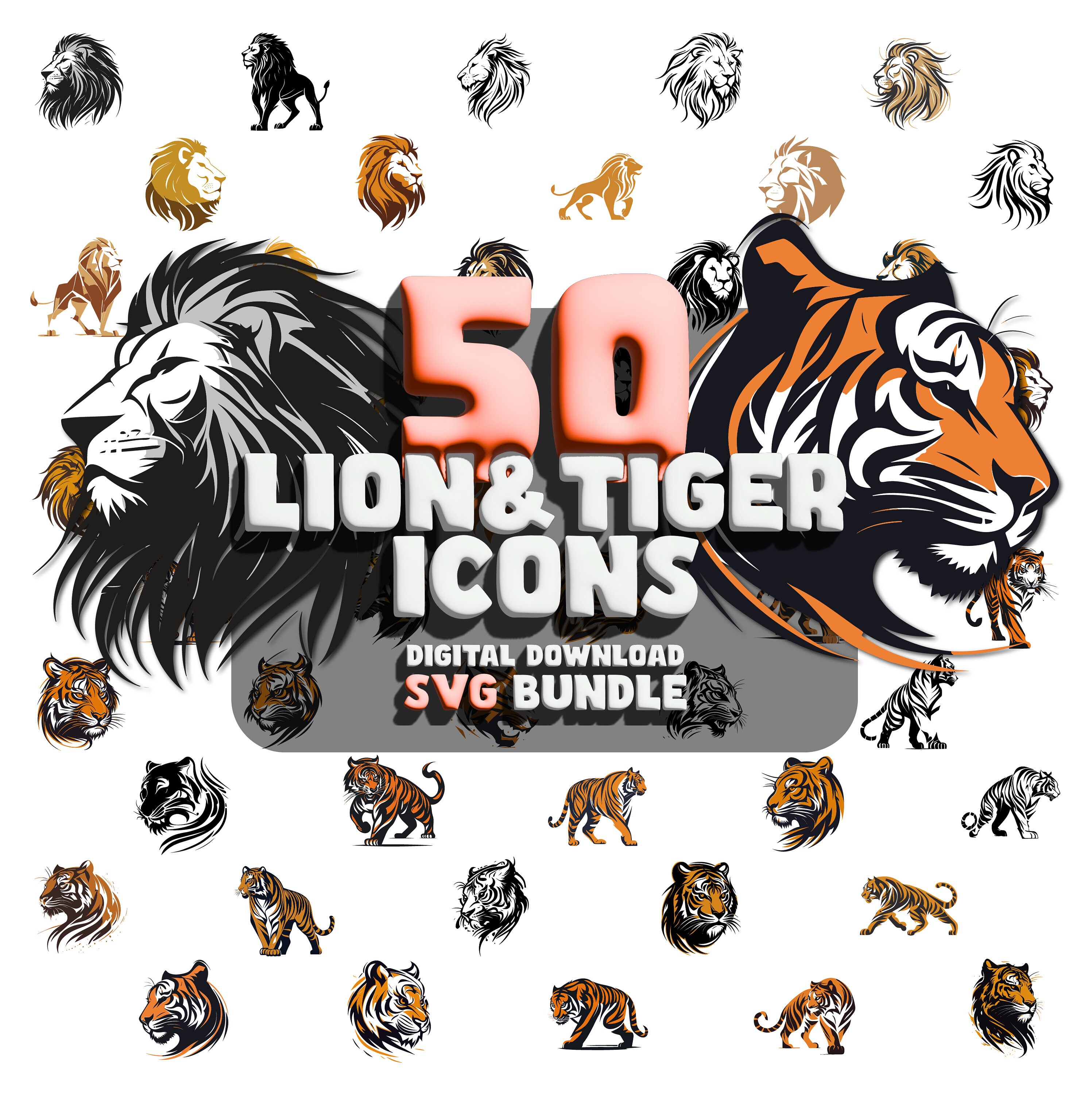 50 Lion & Tiger Icon Logos in SVG Format for Your Design Needs ...