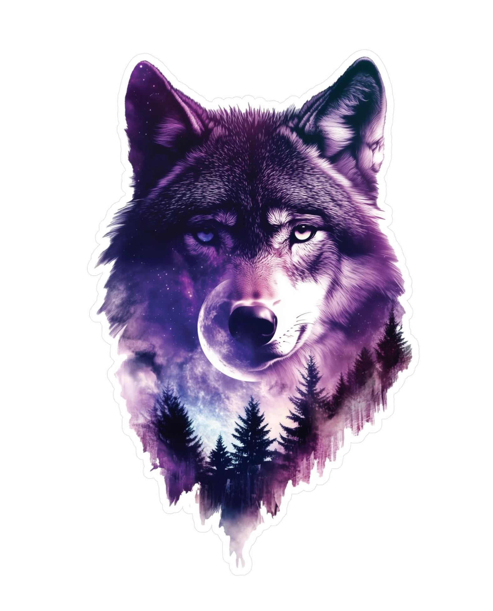 Wolf Vinyl Decal: Northern Lights Moon Sticker, Nature Lover Gift - Etsy
