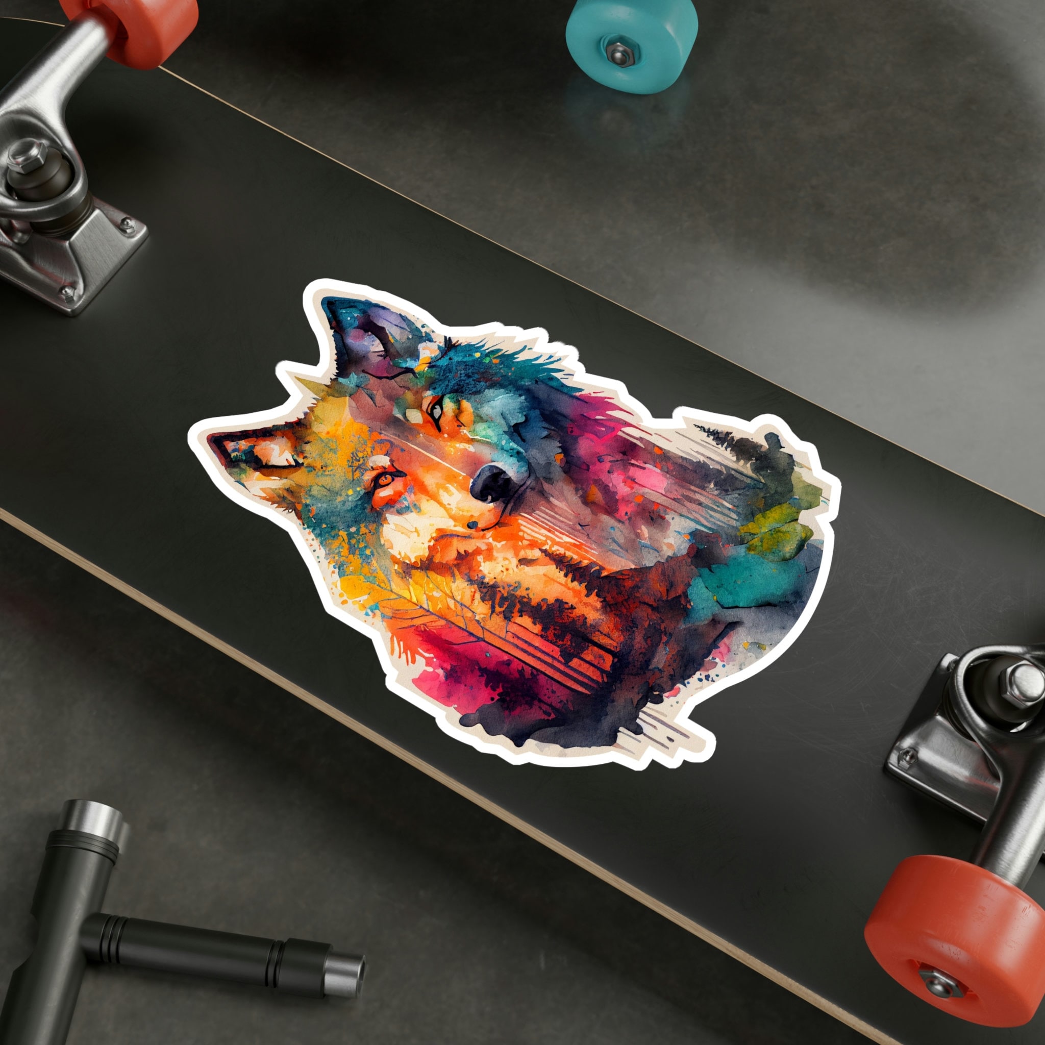 Howl at the Moon With Our Watercolor Wolf Vinyl Sticker Bring the Wild ...