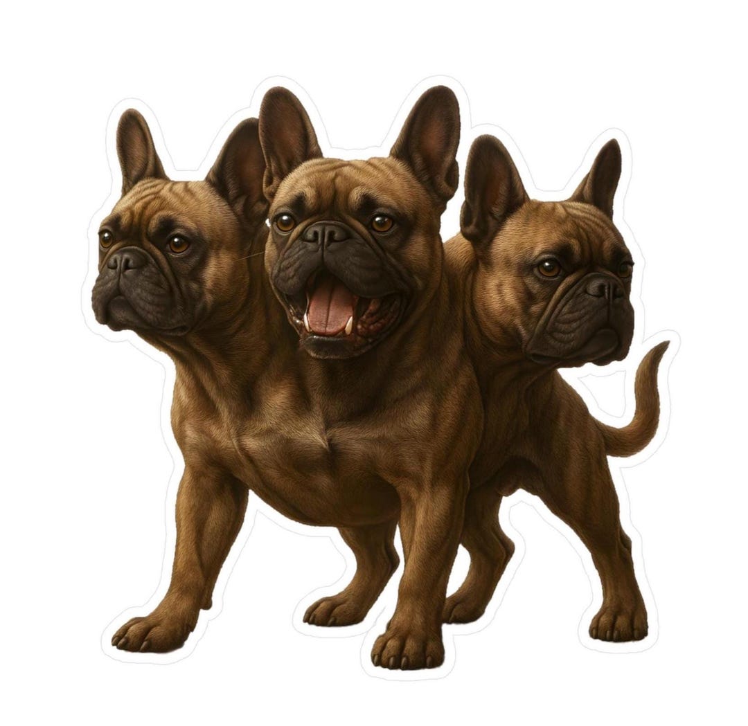French Bulldog Cerberus Decal Sticker, Frenchie Vinyl, Laptop Decal ...