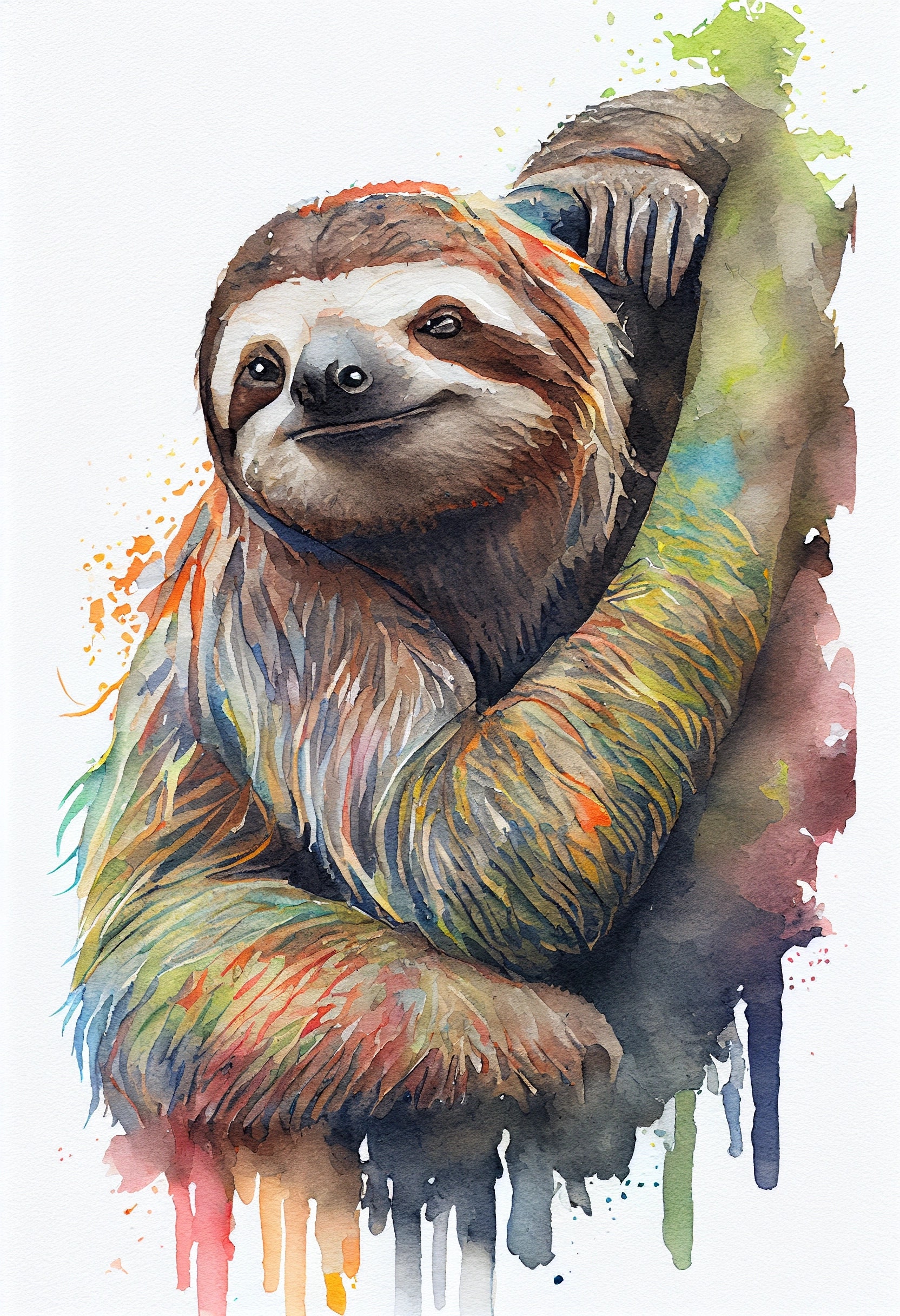Watercolor Sloth Clipart: 5 PNG Images, Animal Art (digital Download ...