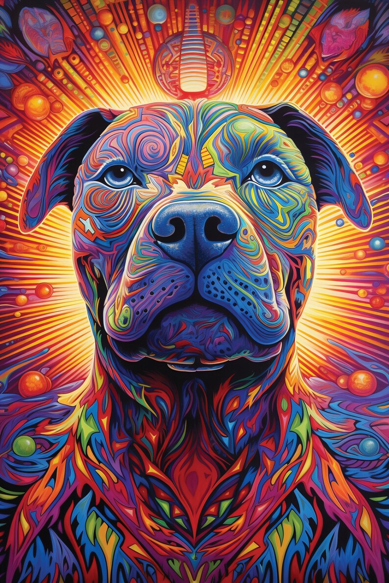 Psychedelic Dog PNG Pitbull Digital Clipart Pitbull - Etsy