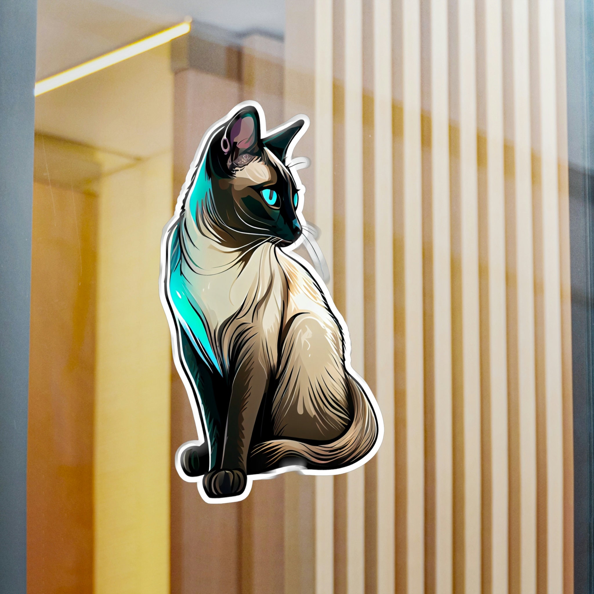 Sleek Siamese Cat Sticker : Adorable and Unique Feline Decal for Cat ...