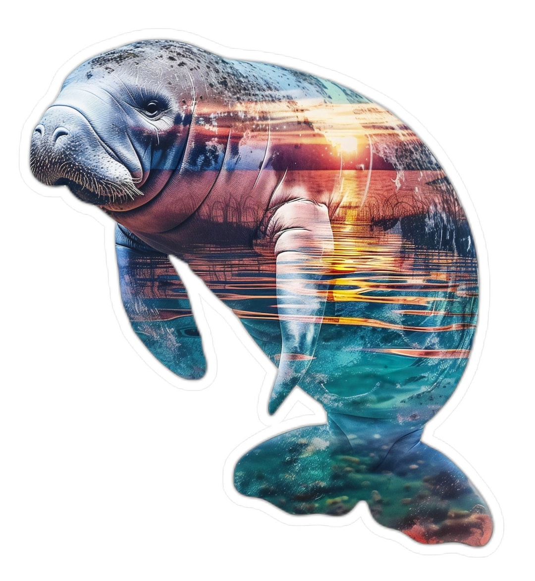 Vinyl Manatee Decal: Waterproof Laptop/car Sticker - Etsy