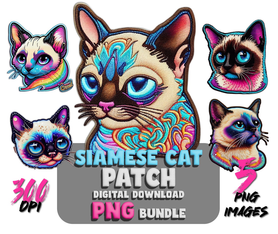 Siamese Cat Patch Style PNG Clipart : 5 Siamese Cat PNG Images - Etsy