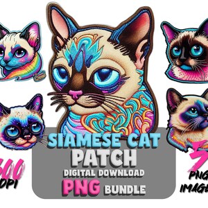 Siamese Cat Patch Style PNG Clipart : 5 Siamese Cat PNG Images - Printable Cat Art Design ...