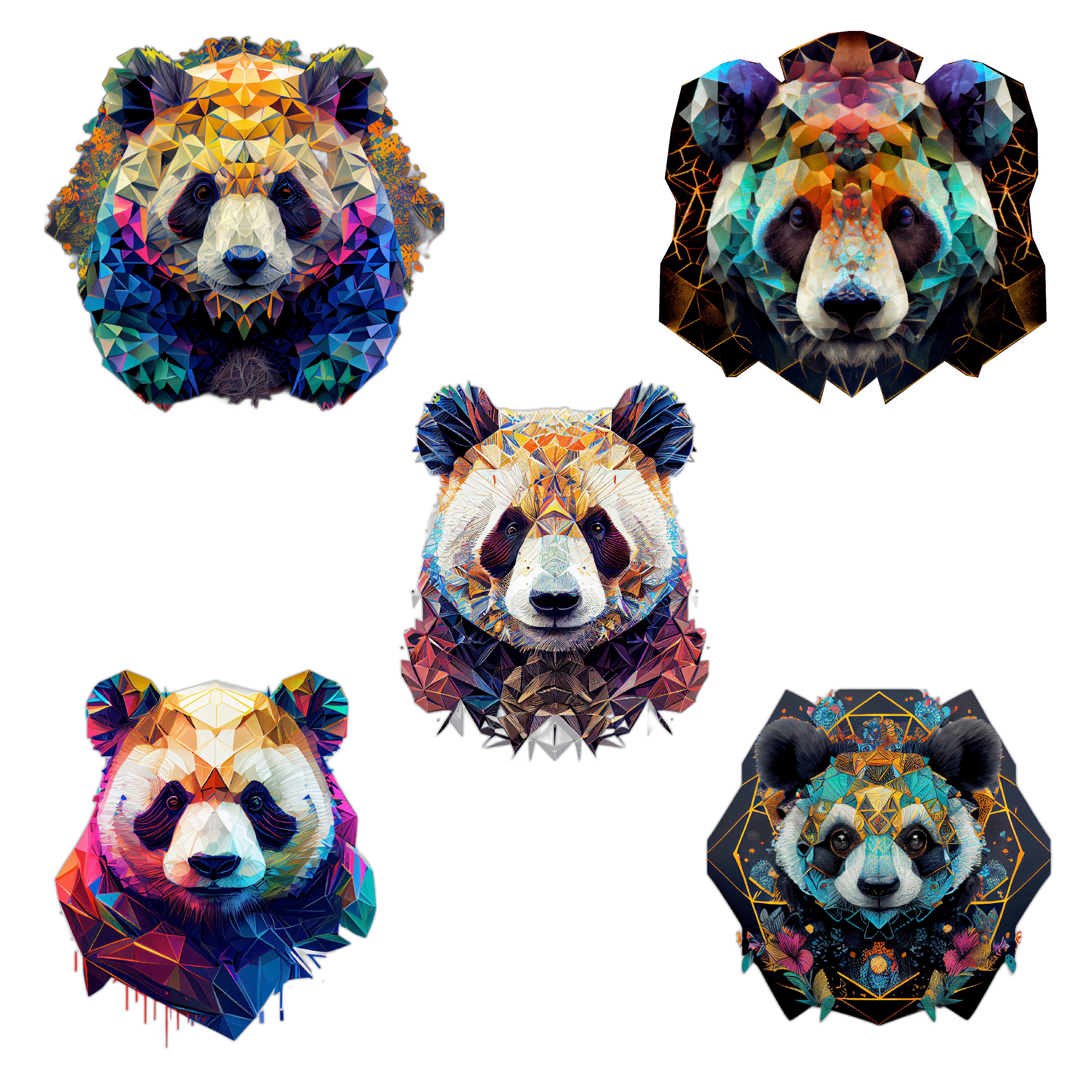 Hexagonal Pandas: 5 Panda Images PNG Transparent Background Design ...