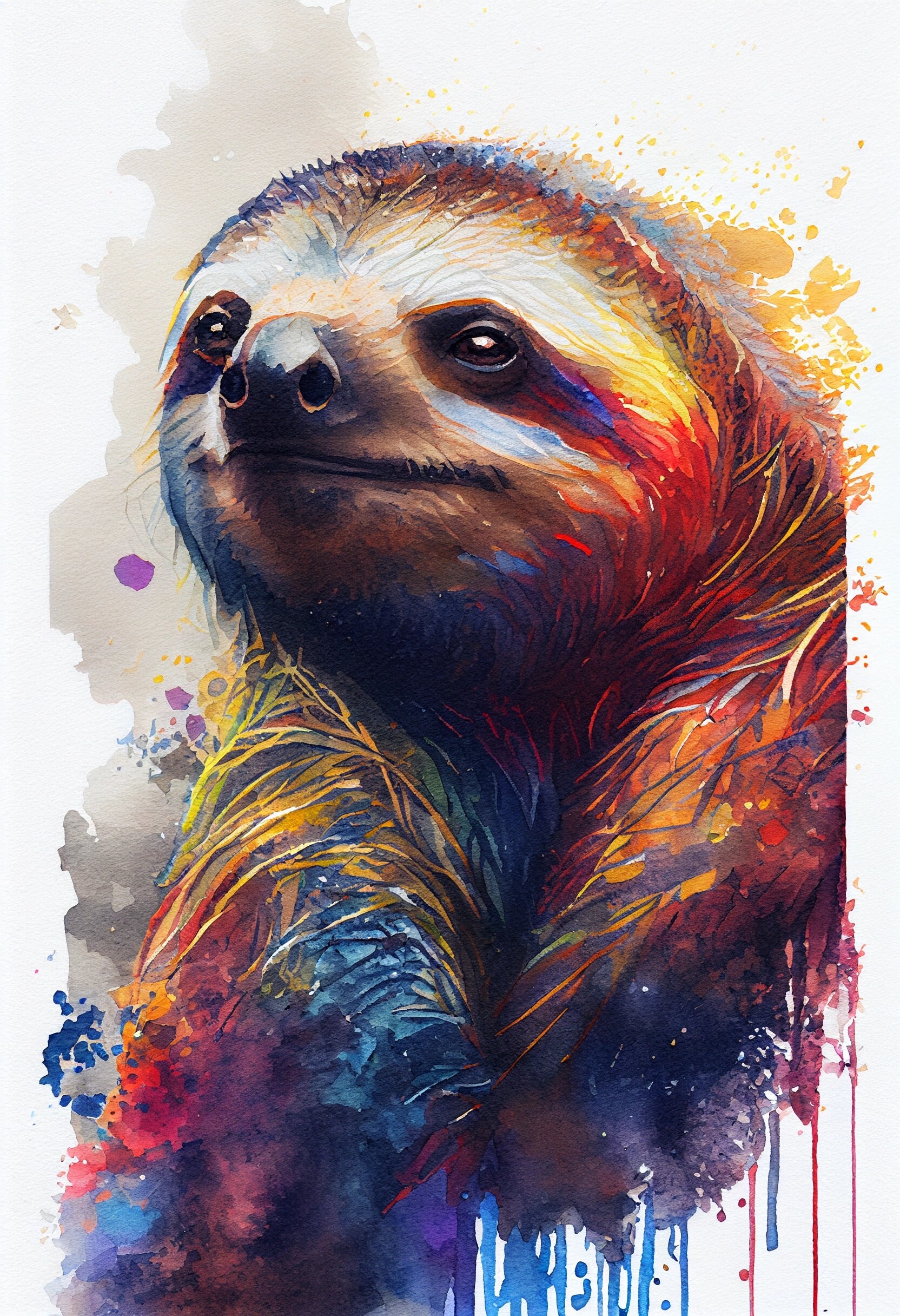 Watercolor Sloths: 5 Sloth Images PNG White Background Design Animal ...