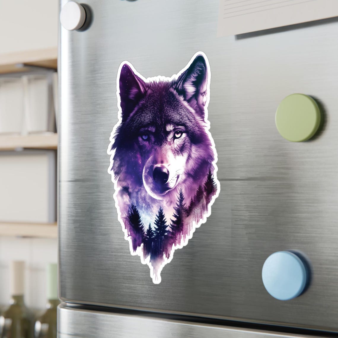 Wolf Vinyl Decal: Northern Lights Moon Sticker, Nature Lover Gift - Etsy