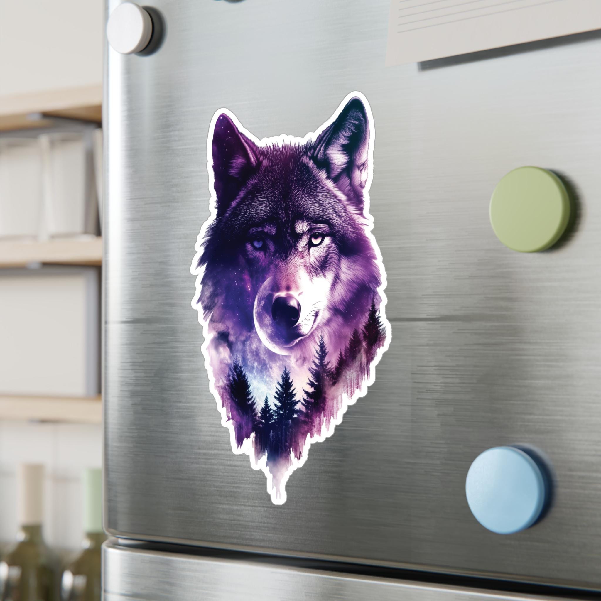 Wolf Vinyl Decal: Northern Lights Moon Sticker, Nature Lover Gift - Etsy
