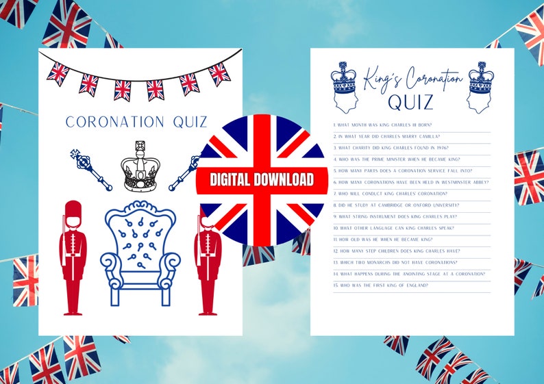 Coronation Quiz King Charles III, Party Games, Instant Digital Download ...