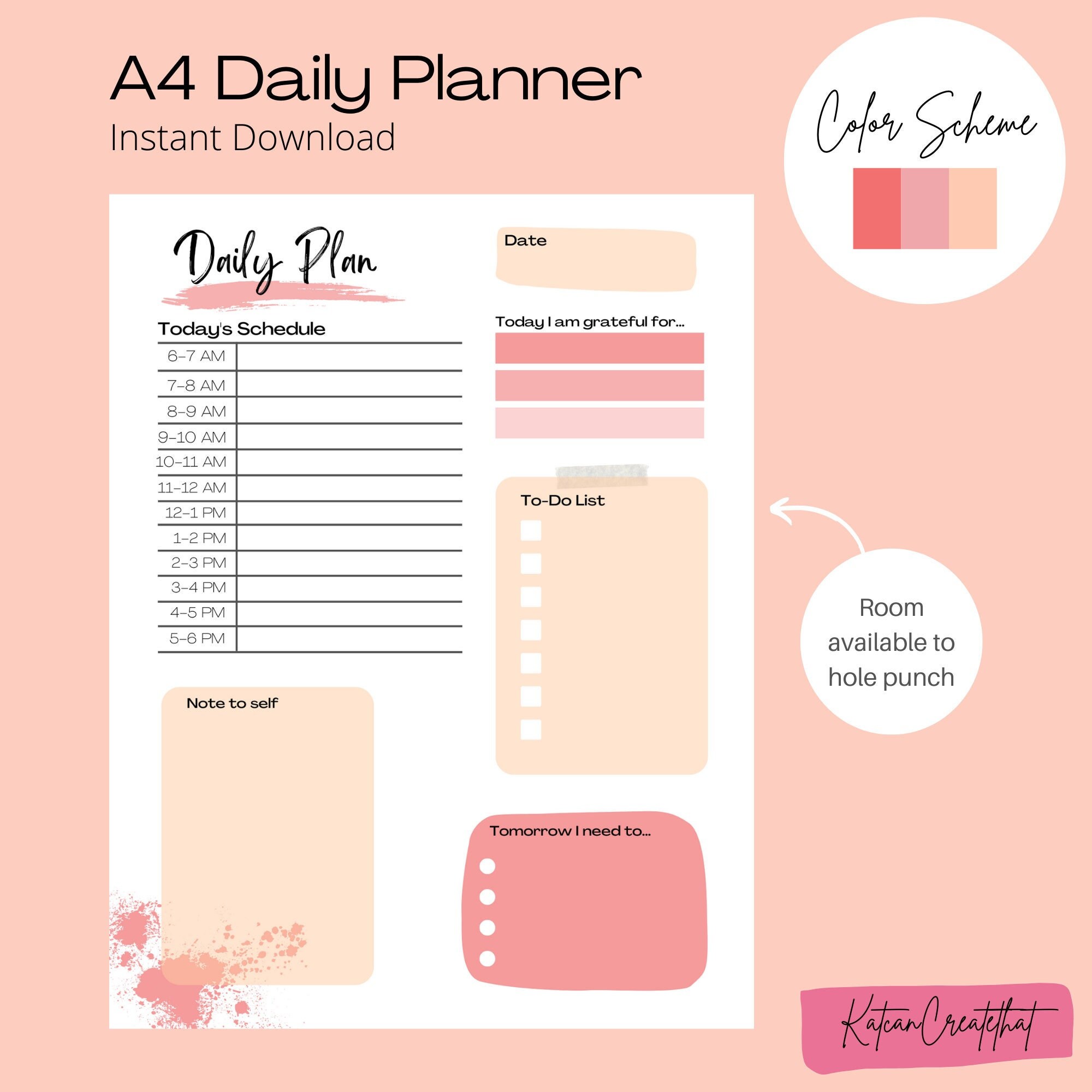 A4 Daily Planner Instant Download - Etsy