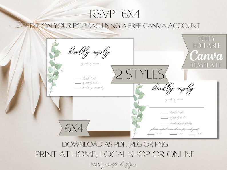 RSVP Card, Printable RSVP Cards, Editable Template, Simple Wedding ...