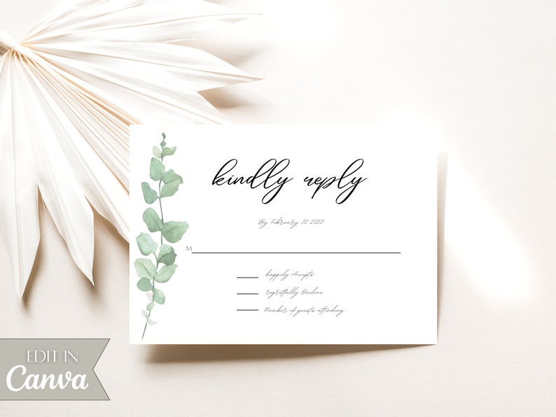 RSVP Card, Printable RSVP Cards, Editable Template, Simple Wedding ...