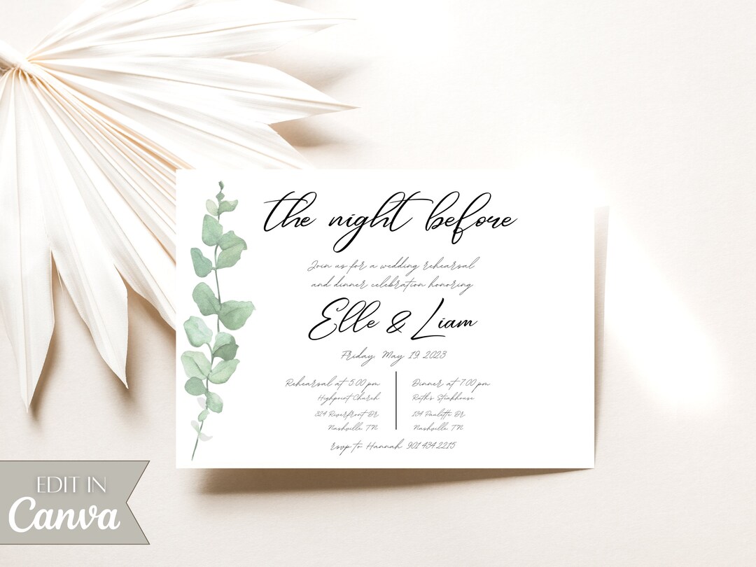 Enclosure Card, Editable Wedding Enclosure Card, Rehearsal Details Card ...