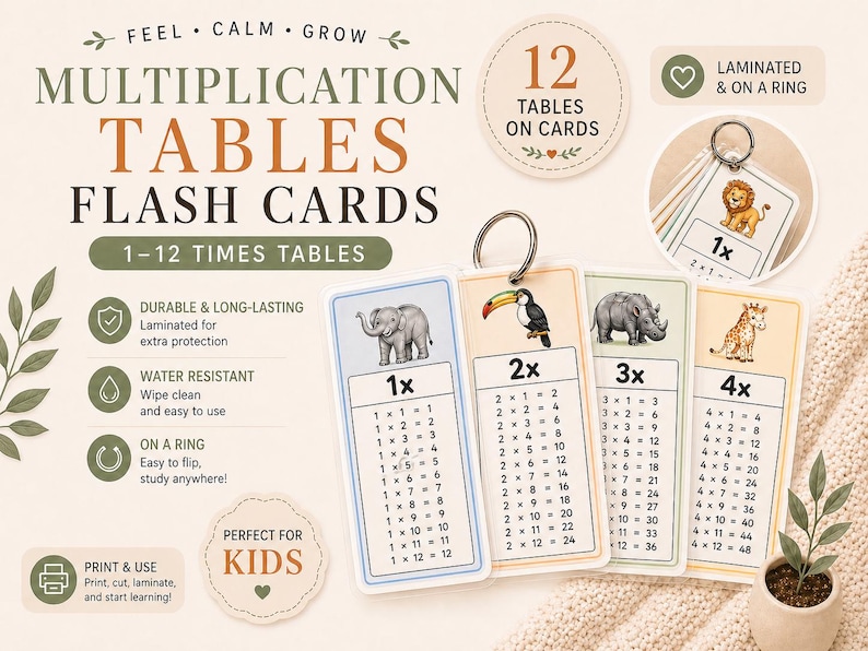 Multiplication Tables Flash Cards 1–12 | Printable Kids Math Cards ...