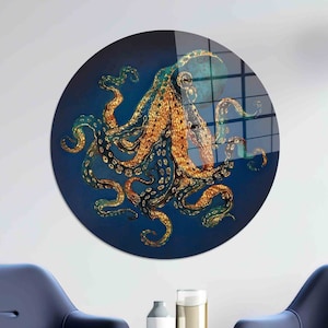 Glass, Glass Wall Decor, Mural Art, Octopus, Animal Glass, Luxury ...