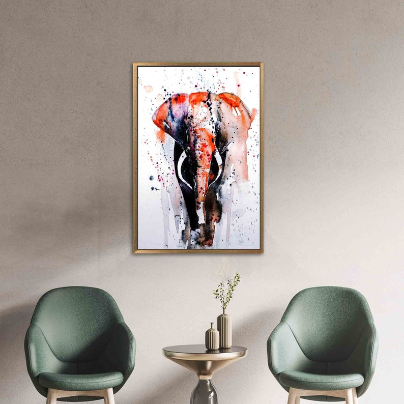 Red Elephant Canvas Wall Art: Modern Safari Decor - Etsy UK