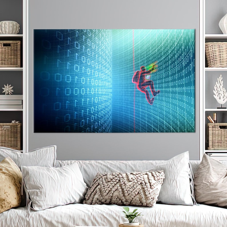 Binary Code Canvas Print: Modern Hacker Wall Art - Etsy