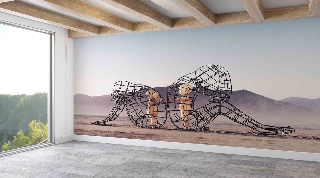 Burning Man Wallpaper: Custom Peel and Stick Wall Art - Etsy