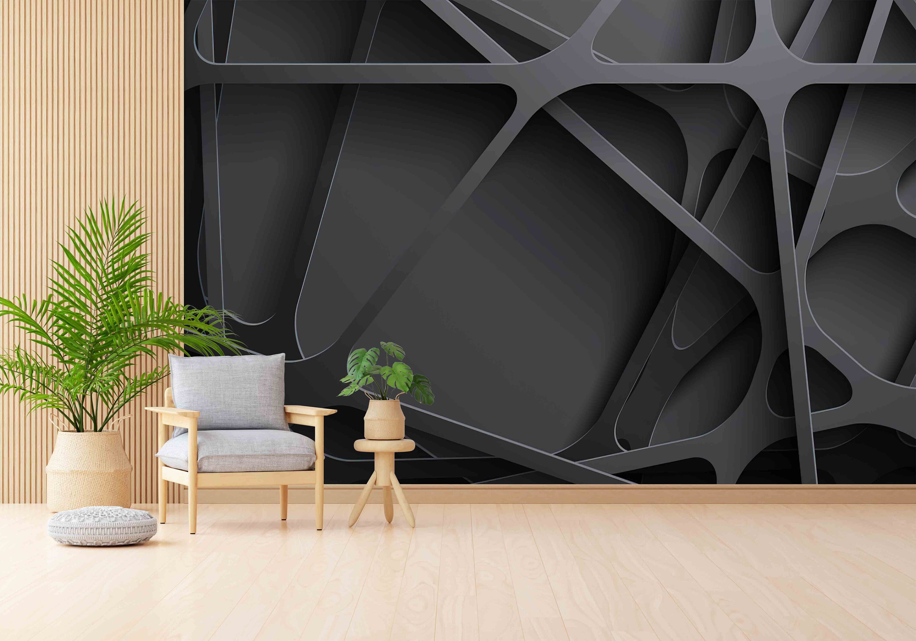 Abstract Black Metallic Effect Wallpaper: Custom Wall Print - Etsy