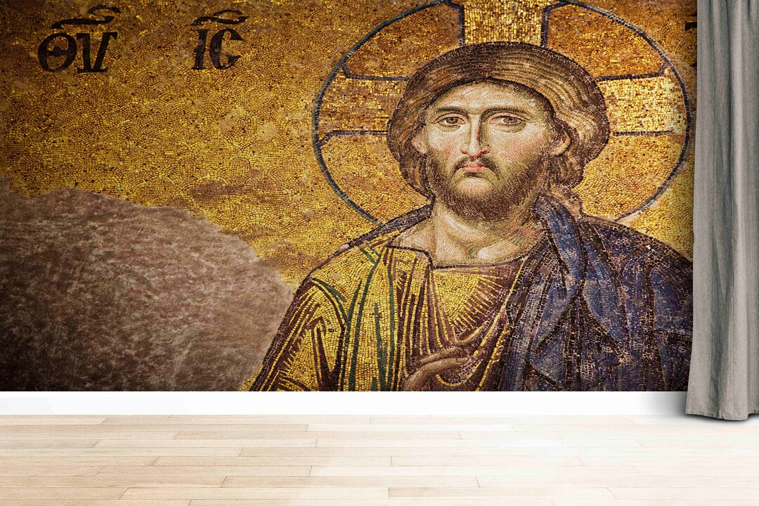 Christ Wall Print,bright Wall Paper,jesus Mosaic Wall Decor,custom Wall ...