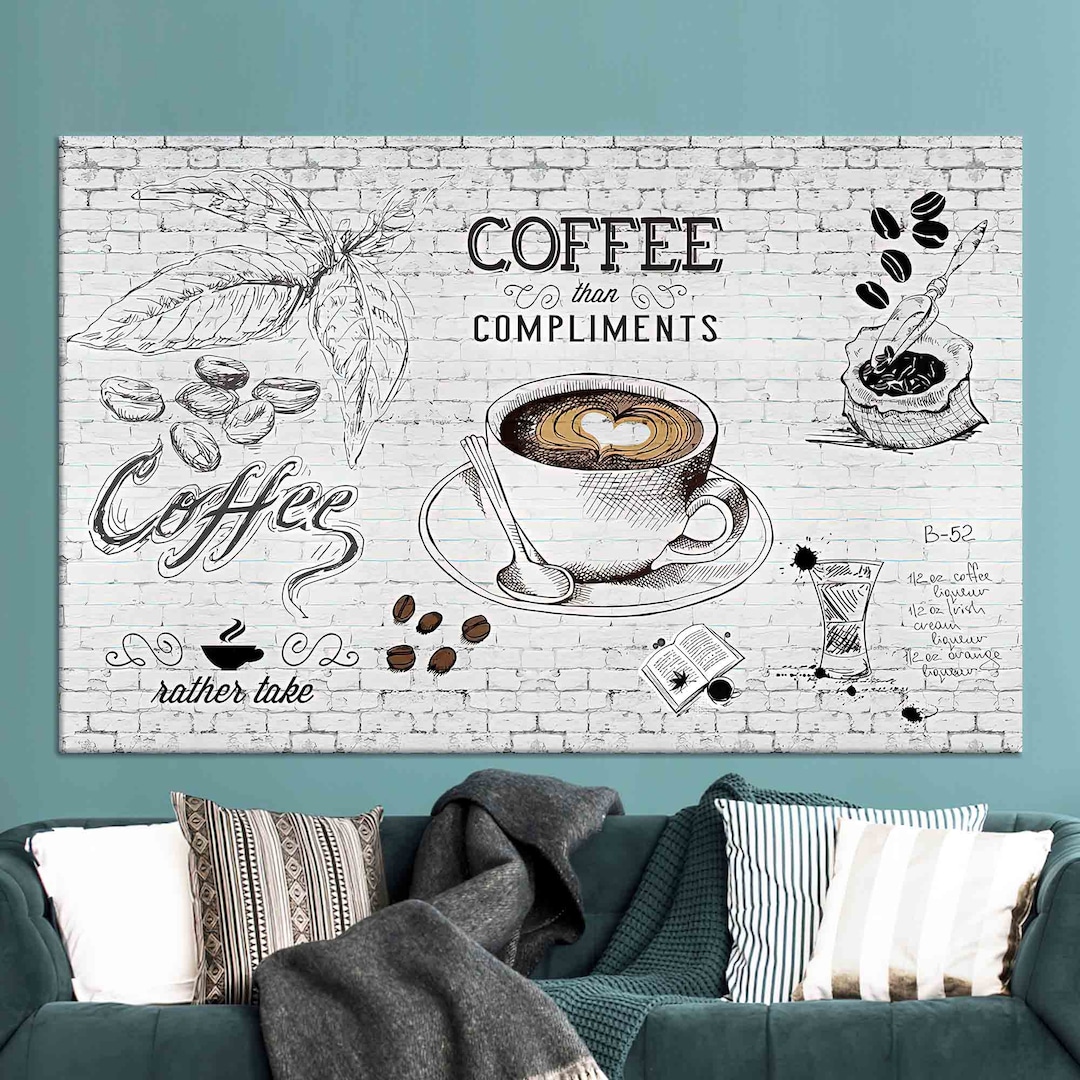 Wall Decor, Framed Wall Art, Coffee Cup Canvas Decor, Kitchen Canvas ...