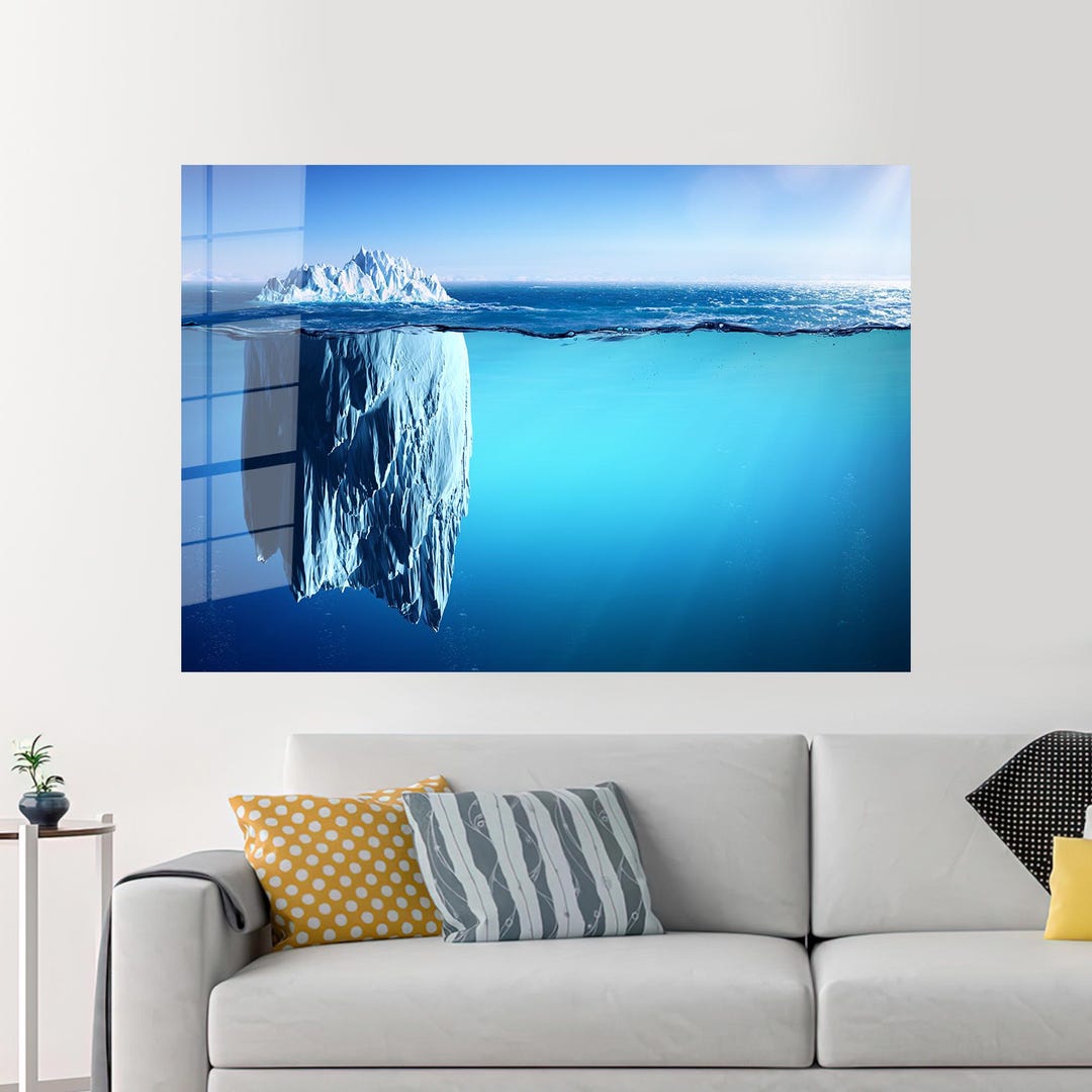 Iceberg Tempered Glass Wall Art: Blue Sea View Decor - Etsy