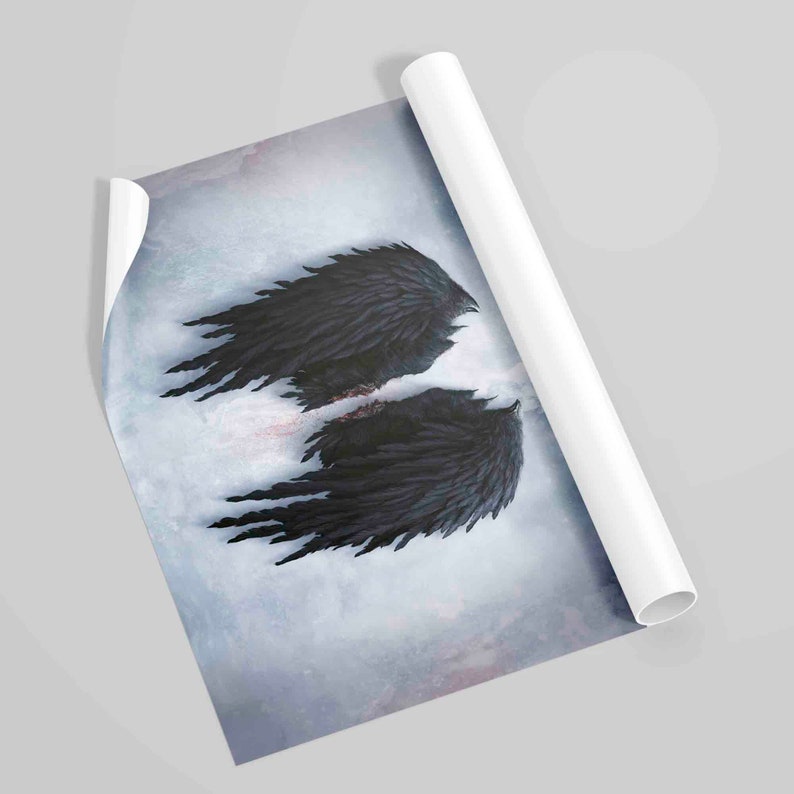Black Wings Wallpaper Mural: Abstract Angel Wall Decor (peel and Stick ...