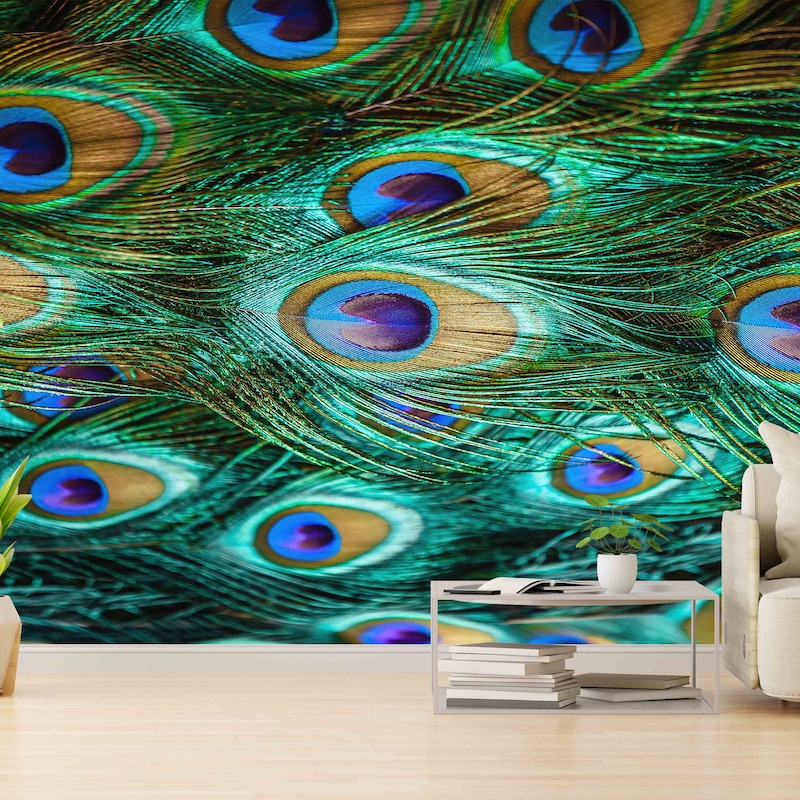 Peacock Wall Paper - Etsy