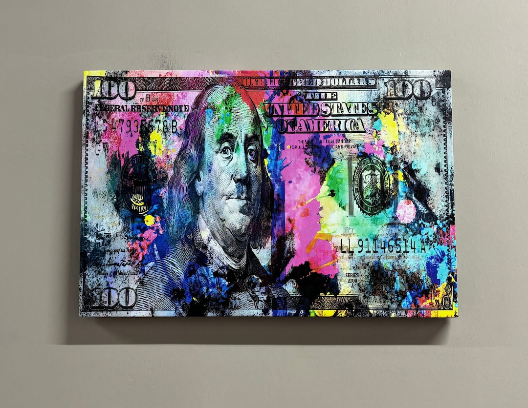 Benjamin Franklin Canvas Print: Colorful Dollar Bill Wall Art - Etsy