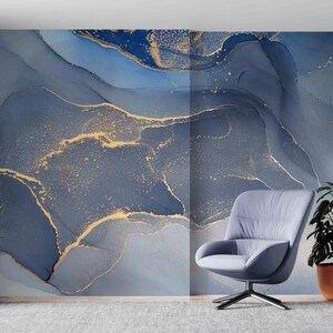 Blue Wall Poster,modern Wall Paper,modern Wall Print,paper Wall ...