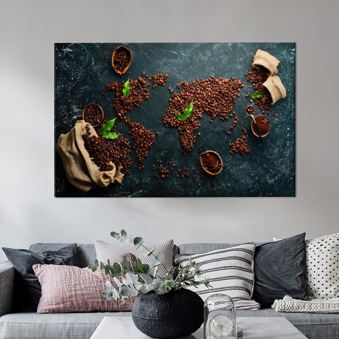 Modern Wall Art, Map Printed, World Map Poster, Modern Art Canvas ...