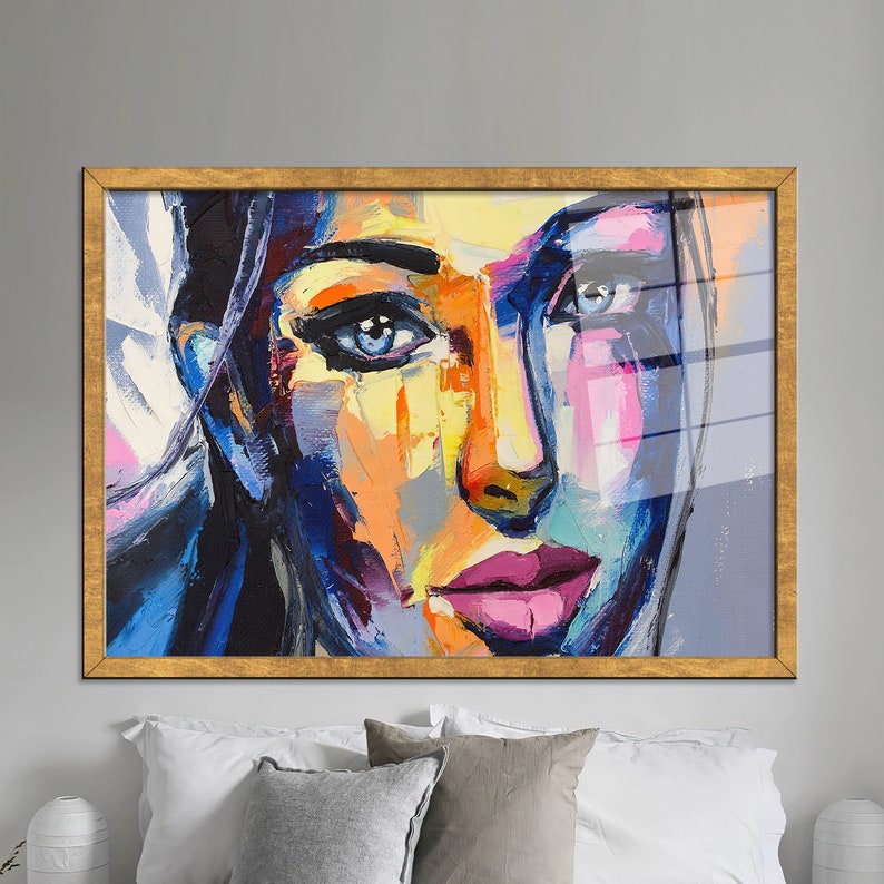 Abstract Woman Face Glass Art: Tempered Glass Wall Decor - Etsy