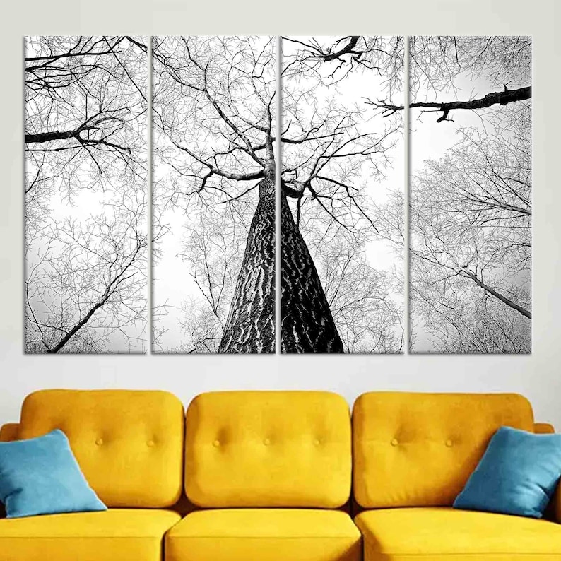 Black and White Tree Canvas Print: Forest View Wall Art - Etsy