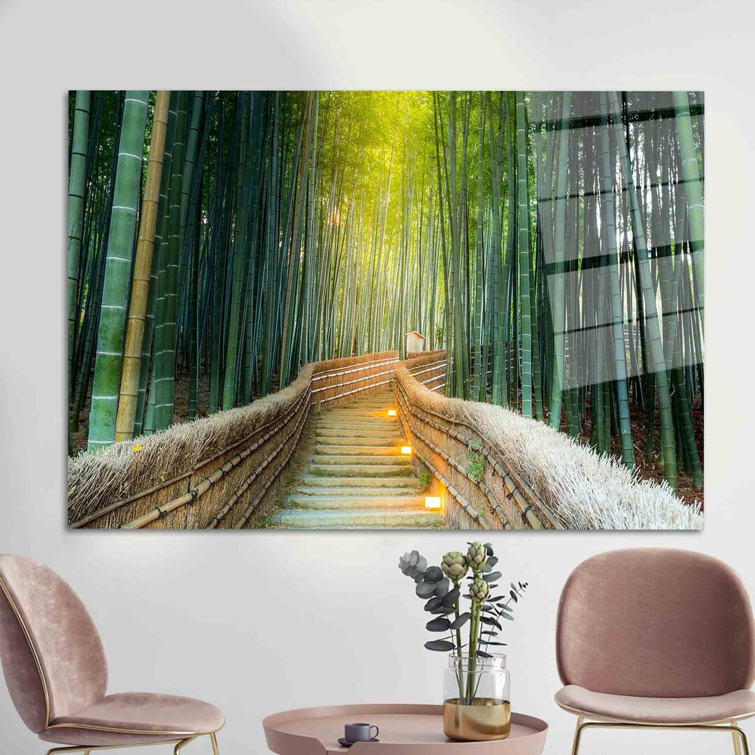 Glass Art, Wall Decor, Glass Wall Decor, Bamboo Landscape Tempered ...