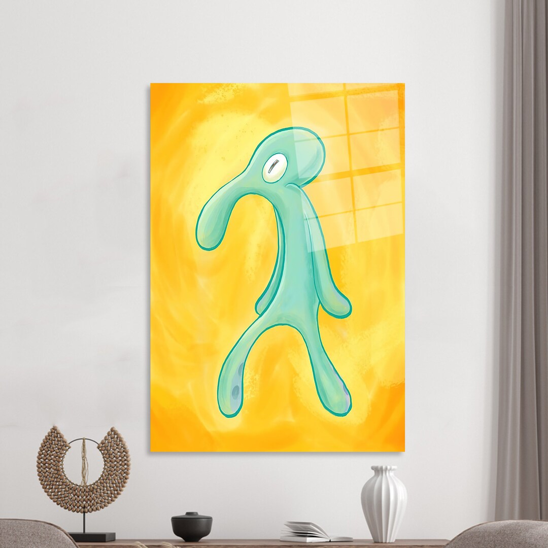 Squidward Glass Decormural Artsquidward Painting Printglass - Etsy