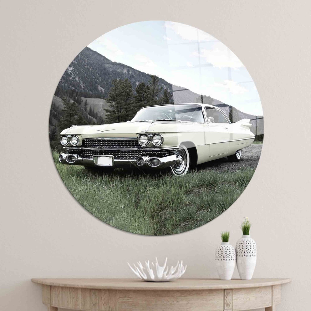 Glass Wall Art, Glass Wall Decor, Mural Art, Vintage Car Glass Art ...