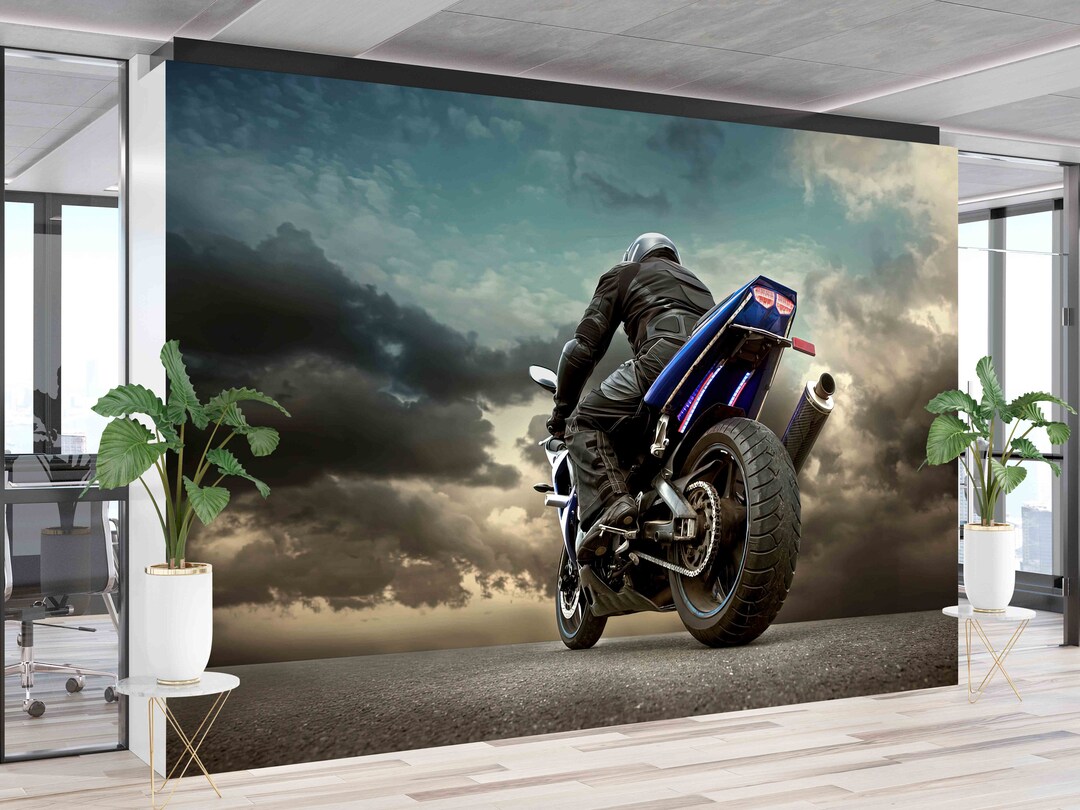 Motorcycle Peel and Stick Wallpaper: Garage Wall Mural - Etsy UK