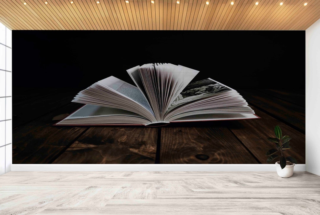 Modern Wall Paper,book Pages Wall Paper,paper Wall Artopen Book Wall ...