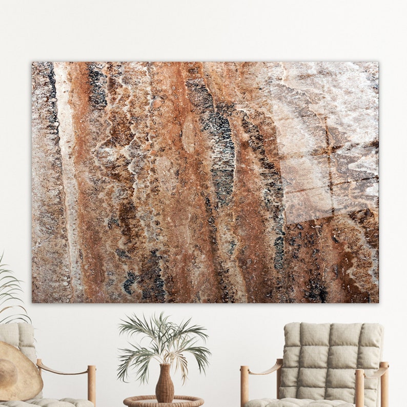 Brown Marble Tempered Glass Wall Art: Modern Stone Mural - Etsy