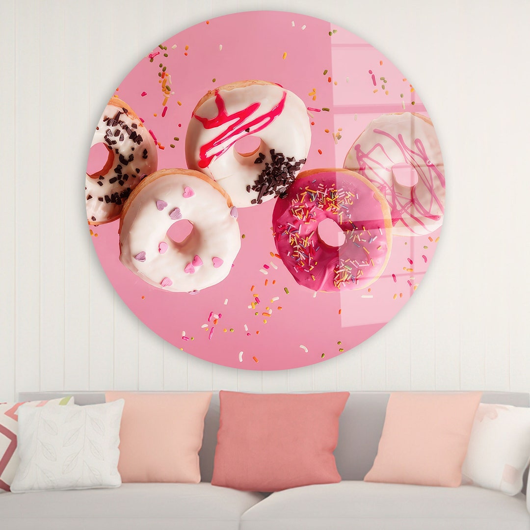 Modern Wall Decor, Glass Wall Decor, Doughnuts Wall Decor, Food Glass ...