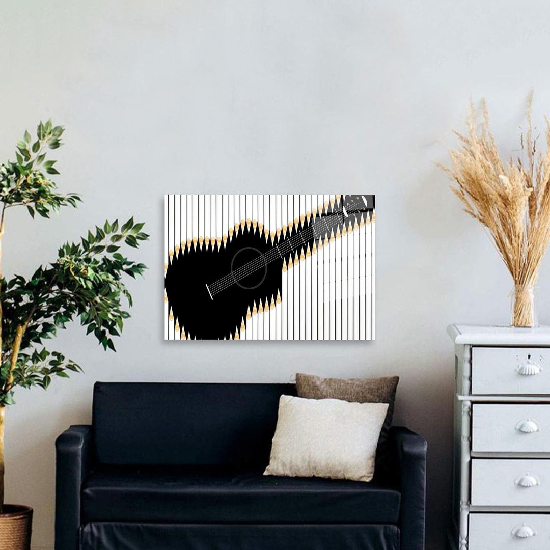 Modern Art, Modern Glass Wall, Guitar Glass Art, Music Room Wall ...