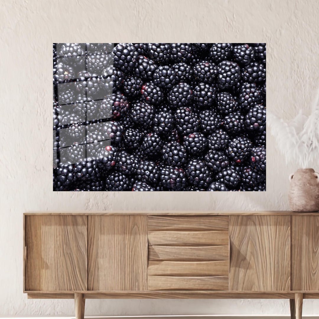 Blackberry Tempered Glass Wall Art: Modern Kitchen Decor - Etsy