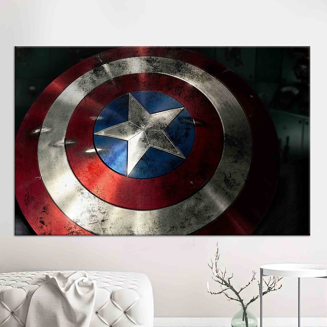 Captain America Shield Canvas Art: Boys Room Decor - Etsy