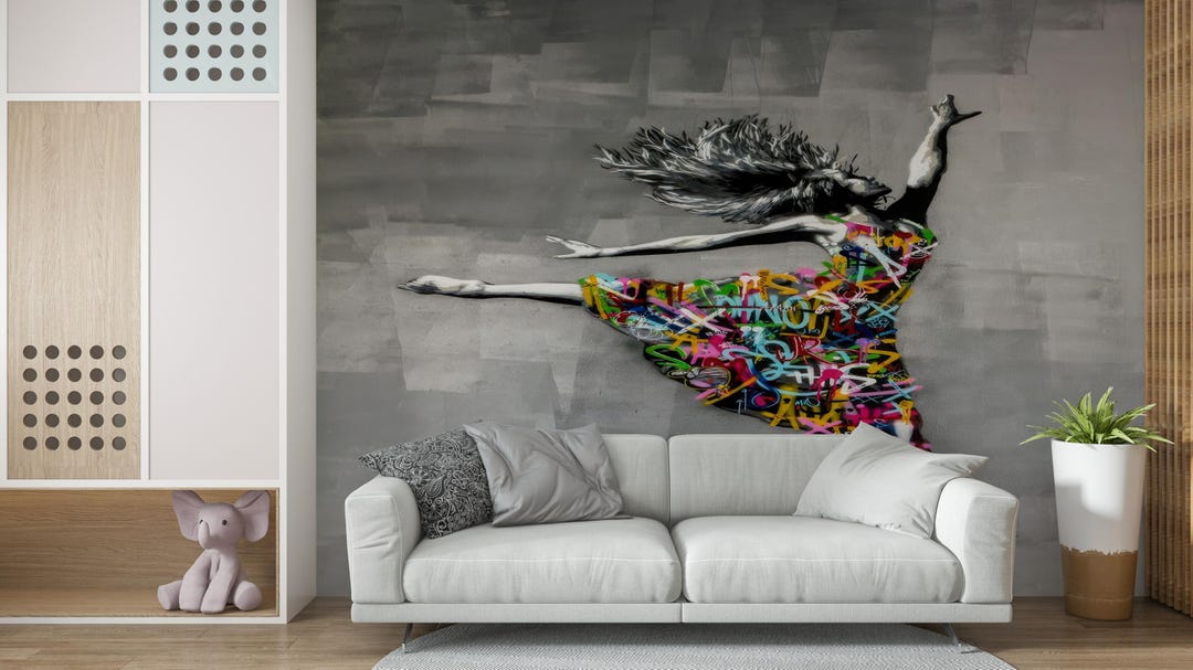 Street Wall Decals, Woman Wall Painting, Banksy Woman Wall Mural ...