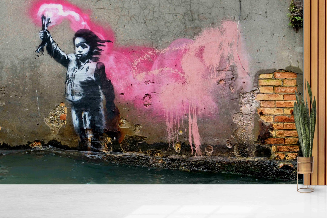Banksy Graffiti Wall Mural: Street Art Peel and Stick Wallpaper - Etsy