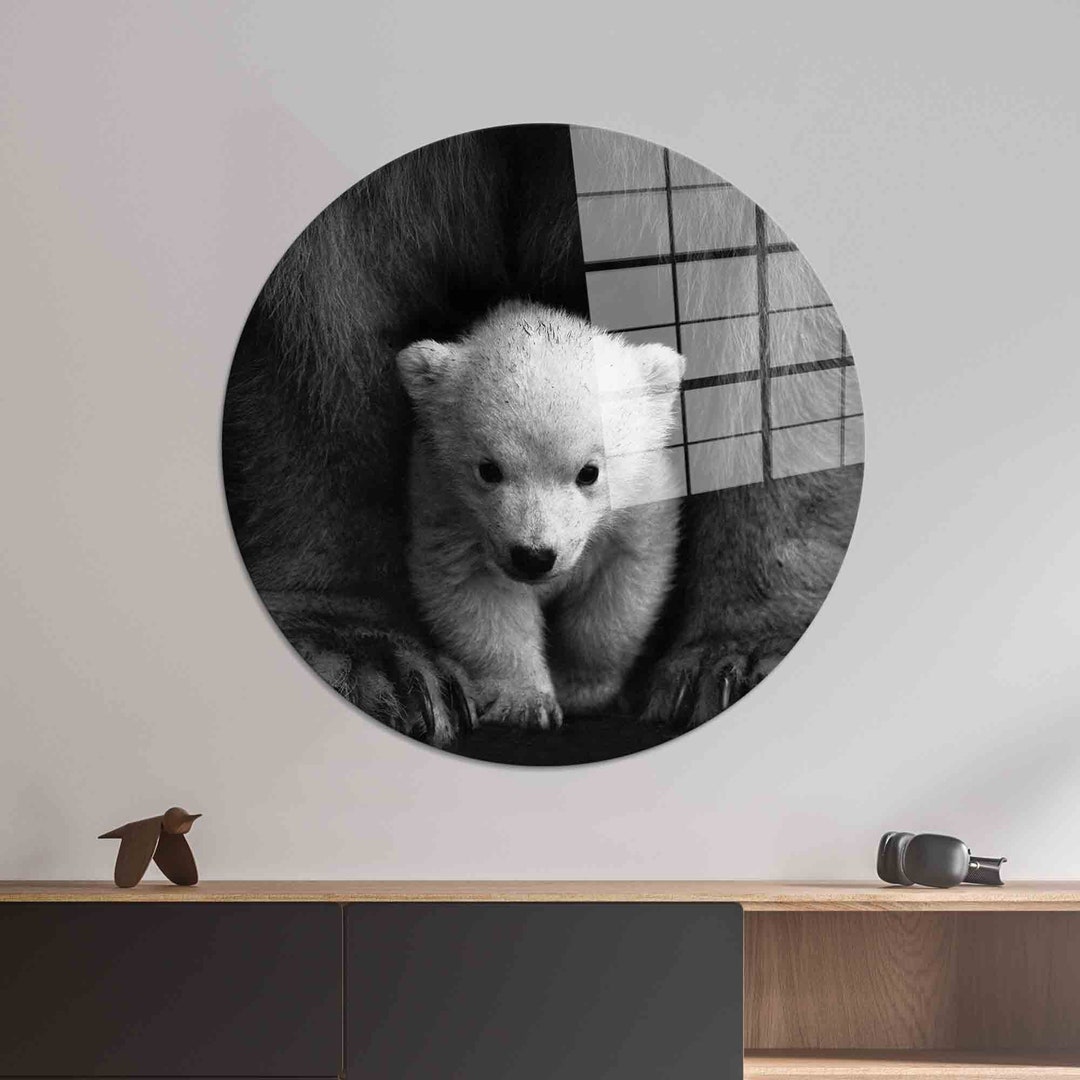 Glass Art, Wall Decor, Wall Decoration, Baby Polar Bear, Bear Glass ...